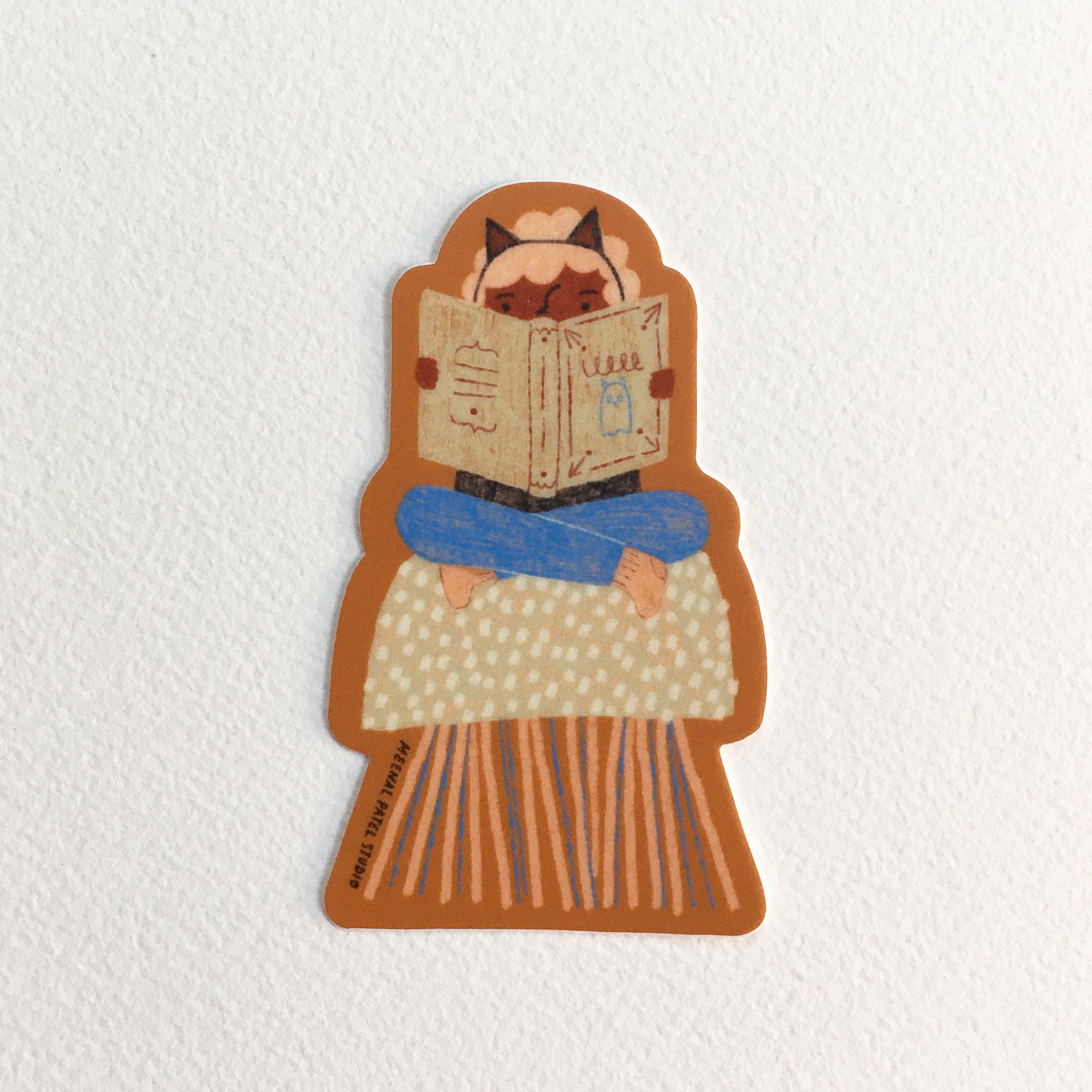 Little Reader with Cat Ears Sticker – Meenal Patel Studio